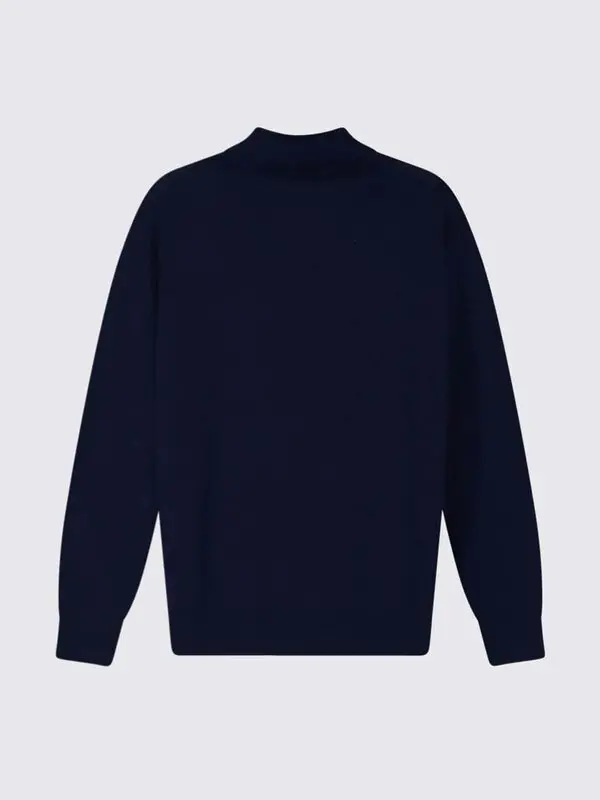 BRAMANI CASHMERE Crewneck Jumper In Pure Wool With Ribbed Collar And Cuffs - Blue