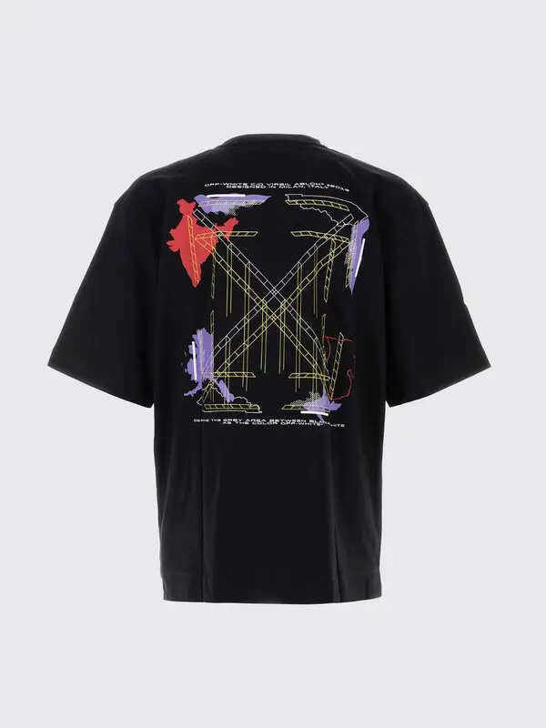 Off-White Crewneck Cotton T-shirt With Contrast Arrow Graphic - Black