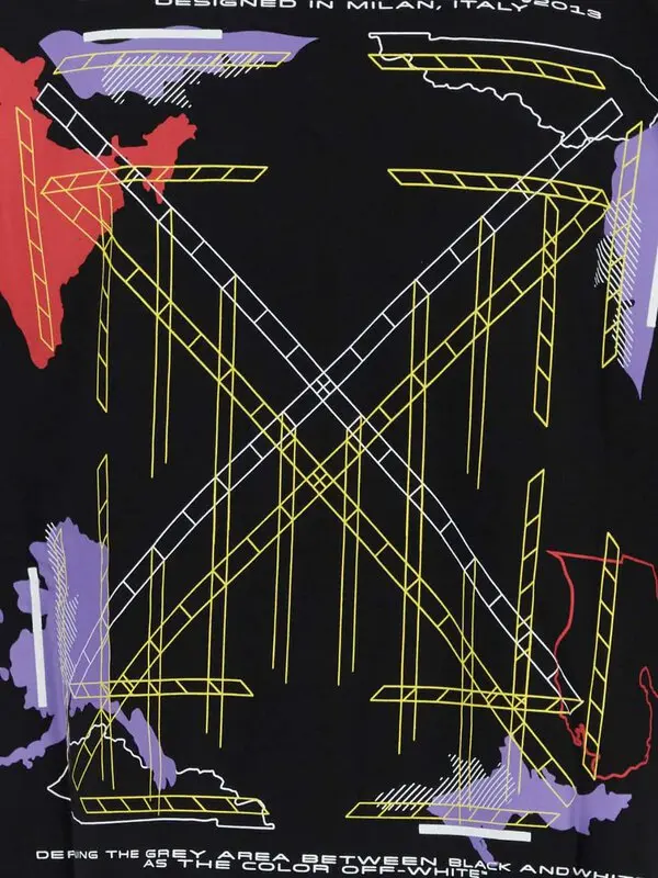 Off-White Crewneck Cotton T-shirt With Contrast Arrow Graphic - Black