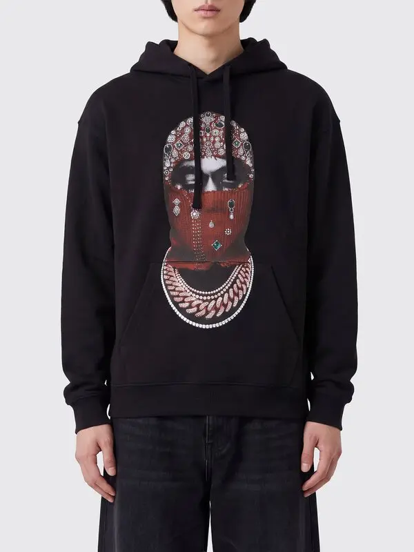 IH NOM UH NIT Graphic Print Cotton Hoodie With Kangaroo Pocket
