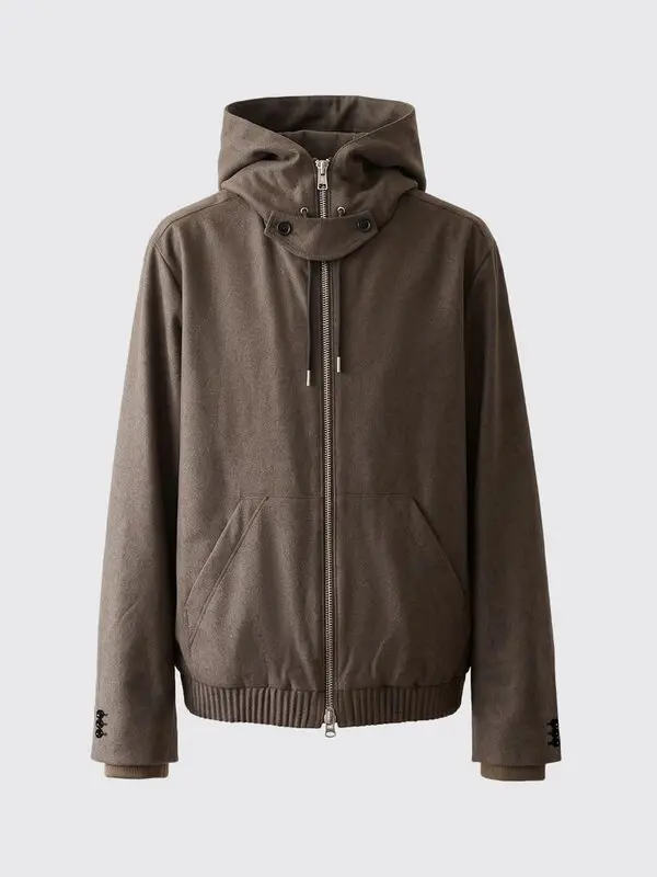 Sacai Cropped Merino Wool Windbreaker Jacket With Drawstring Hood