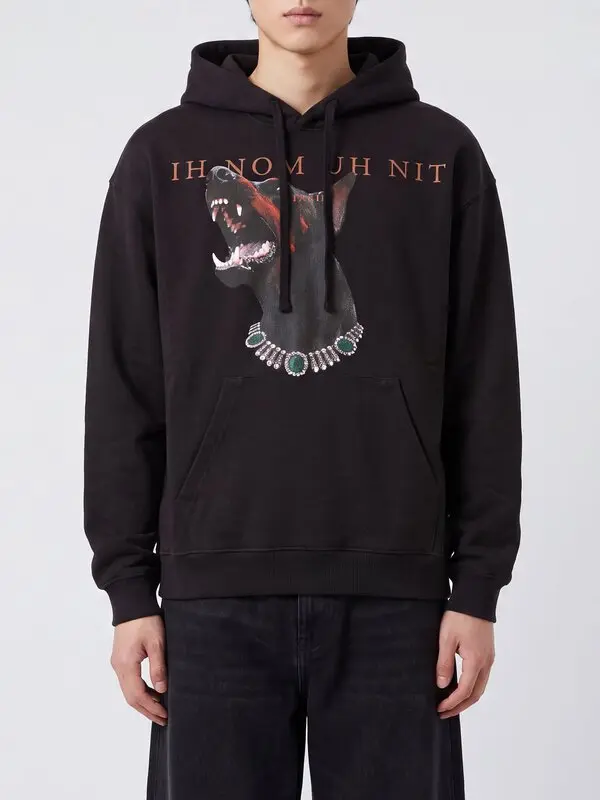 IH NOM UH NIT Graphic Print Cotton Hoodie With Kangaroo Pocket