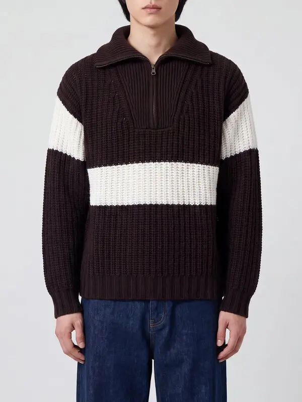 LISA YANG 100% Cashmere Half-zip High Neck Jumper - Brown