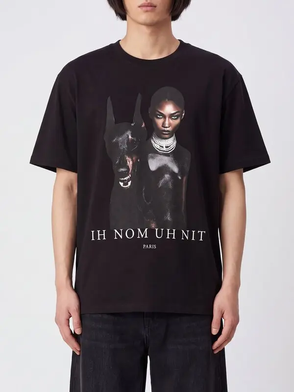 IH NOM UH NIT Graphic Print Cotton Crewneck T-shirt With Contrast Logo