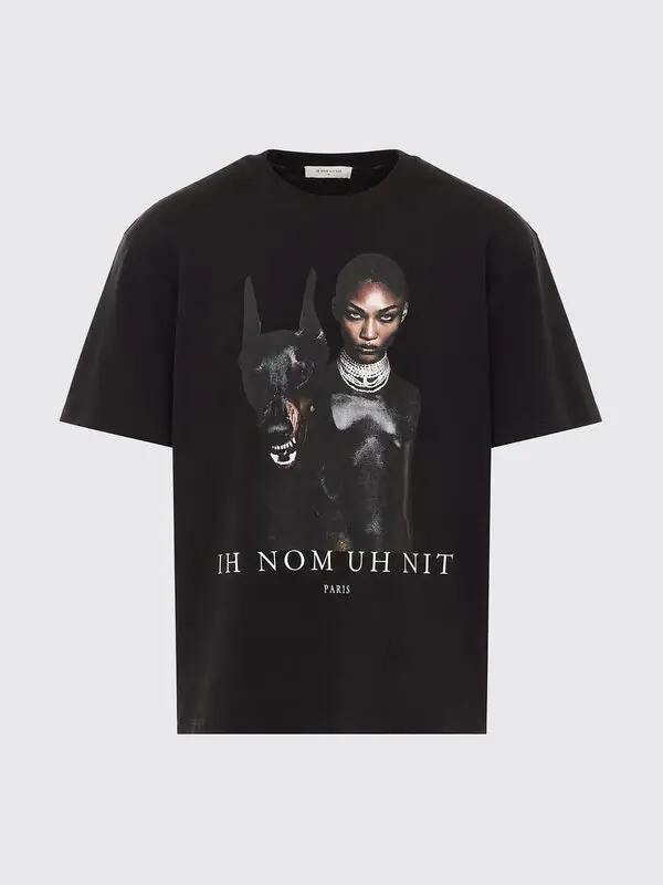 IH NOM UH NIT Graphic Print Cotton Crewneck T-shirt With Contrast Logo
