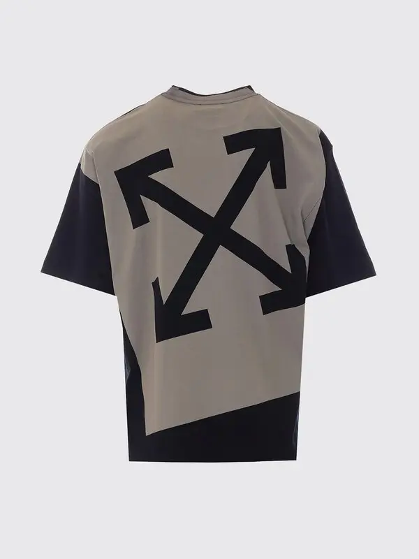 Off-White Arrow Logo Cotton T-shirt With Dropped Shoulders - Black