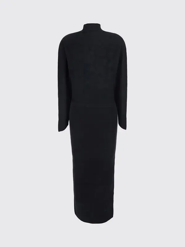 SEMICOUTURE Slim Fit Turtleneck Long Knit Dress In Pure Merino Wool
