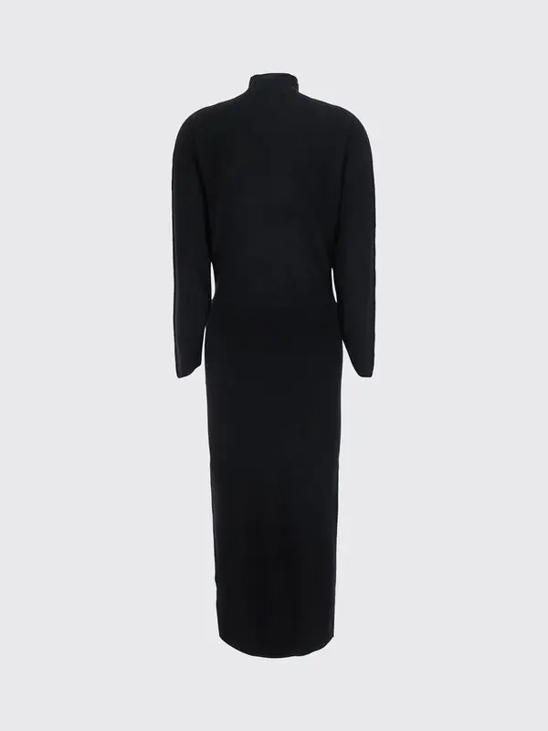 SEMICOUTURE Slim Fit Turtleneck Long Knit Dress In Pure Merino Wool