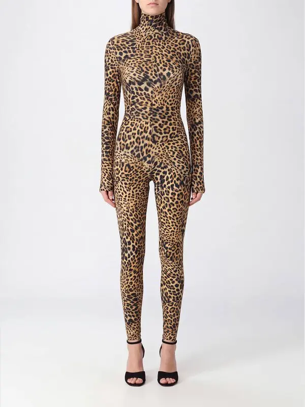 Norma Kamali Animalier Print High-neck Jersey Jumpsuit With A Slim Fit