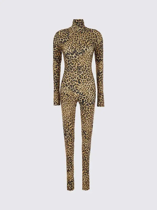 Norma Kamali Animalier Print High-neck Jersey Jumpsuit With A Slim Fit