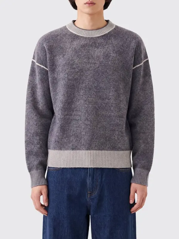 AMISH SUPPLIES Wool Crewneck Jumper With Contrast Trims And Dropped Shoulders