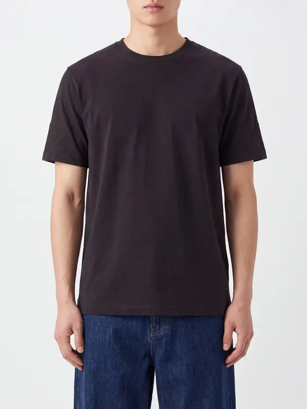 THOM KROM Longline Cotton Crewneck T-shirt With Contrast Logo - Brown