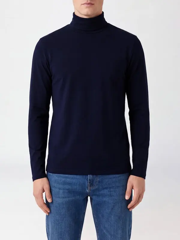 THOM KROM Long-sleeved Turtleneck Jumper In Modal And Cashmere Blend - Blue