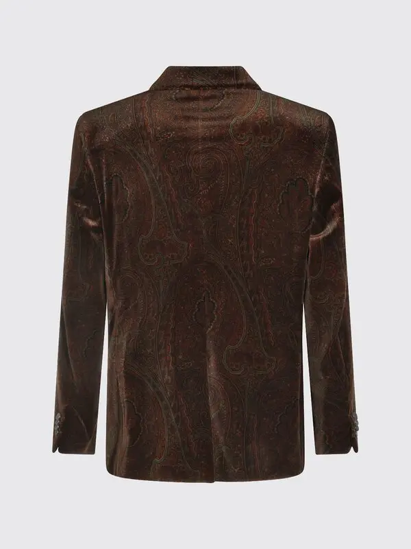 Etro Paisley Print Double-breasted Velvet Blazer With Peak Lapels - Multicolor