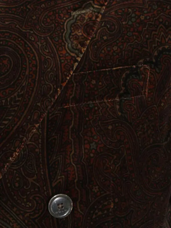 Etro Paisley Print Double-breasted Velvet Blazer With Peak Lapels - Multicolor