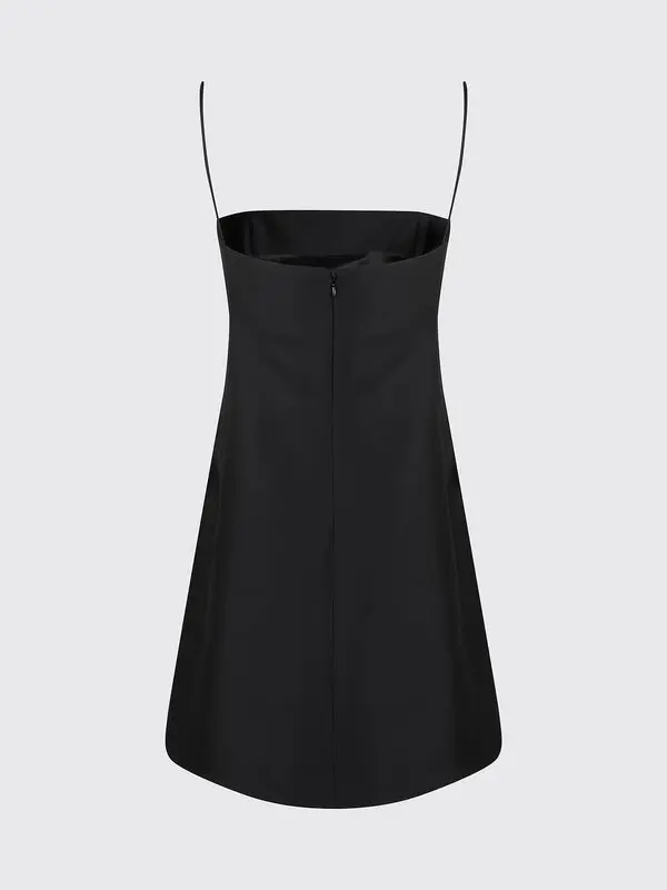 Balenciaga Flared Asymmetrical Mini Dress In Wool And Silk With Square Neckline