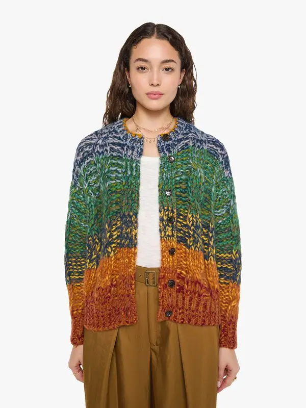 MOTHER The Biggie Cardigan Cabernet Golden Oak And Winter Shirt - Moss