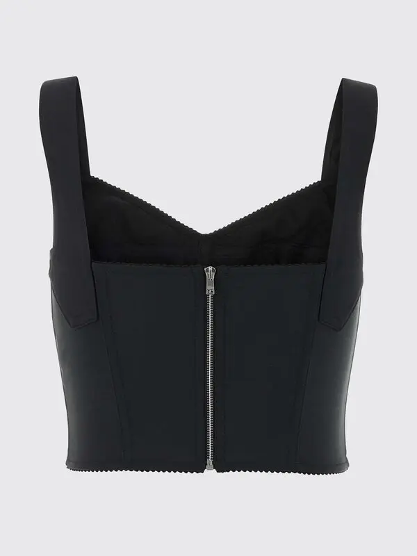 Dolce & Gabbana Cropped Satin Corset Top With Sweetheart Neckline