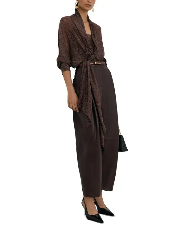 REISS Aries Leather Barrel Pants
