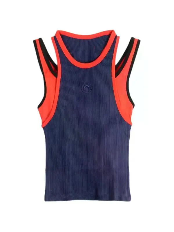 MARINE SERRE Layered Ribbed-knit Top