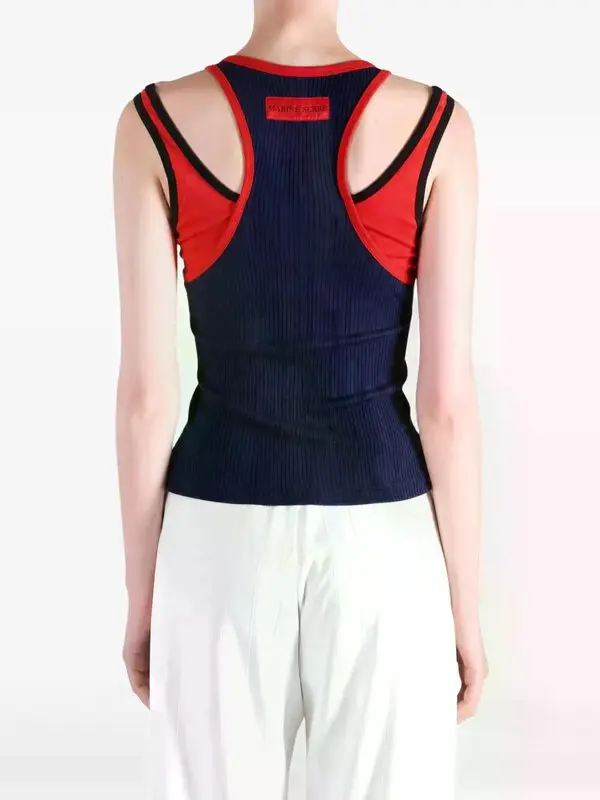 MARINE SERRE Layered Ribbed-knit Top
