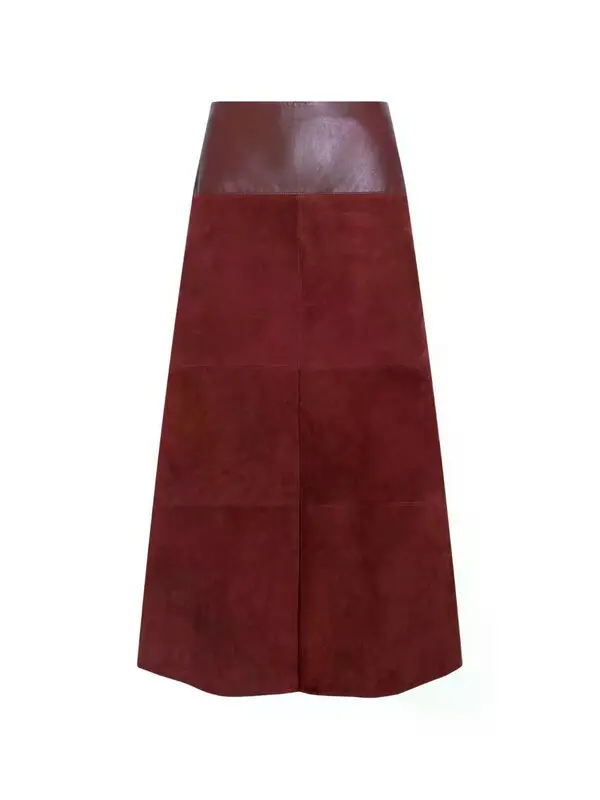 Tanya Taylor Hudson Panelled Suede Midi Skirt
