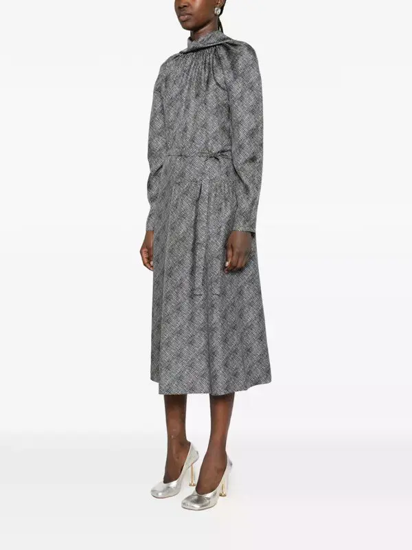 LUTZ HUELLE Check-print Puff-sleeve Dress