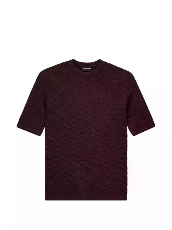 Emporio Armani Virgin-wool Sweater With Textured Knit - Red