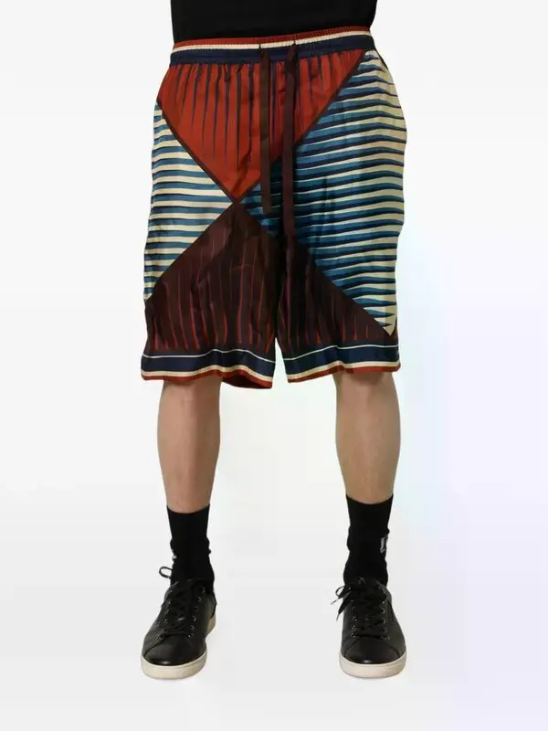 Dolce & Gabbana Geometric-print Silk Shorts - Red