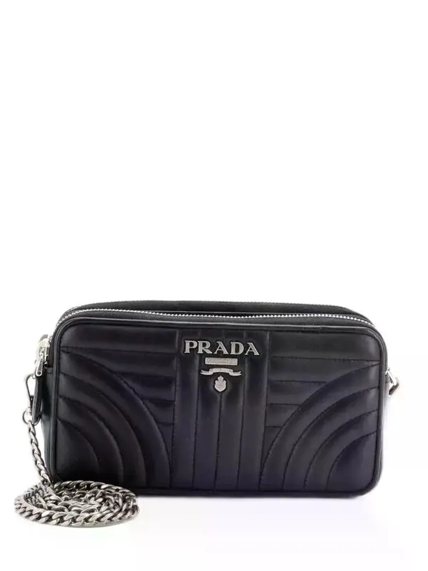 Prada Double Zip Diagramme Quilted Leather Mini Crossbody Bag - Black