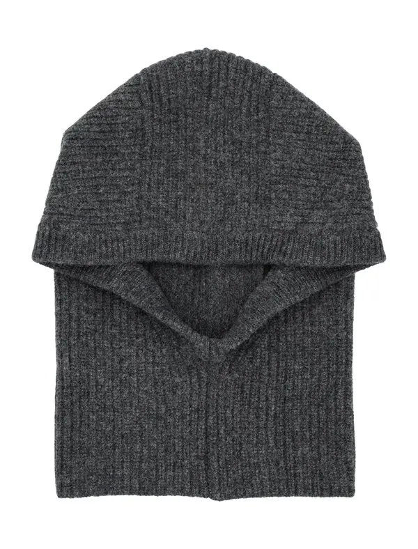 THE FRANKIE SHOP Mini Rib Knit Hood Neck Warmer - Charcoal