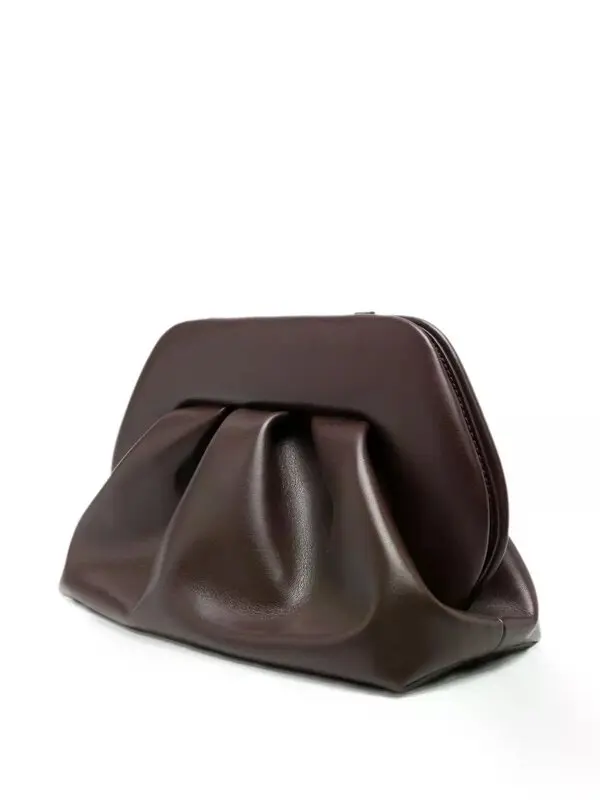 THEMOIRE Medium Bios Ruched Clutch Bag - Brown