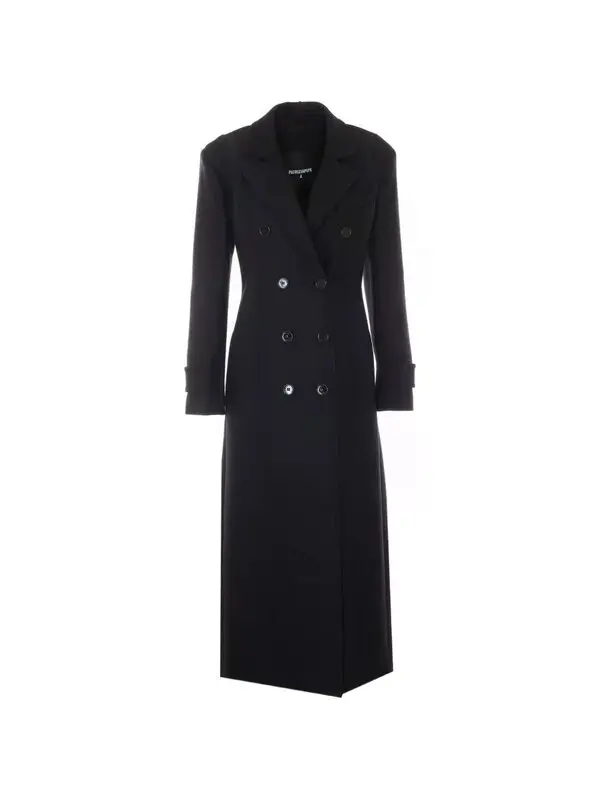 Patrizia Pepe Double-breasted Peaked-lapel Coat - Black