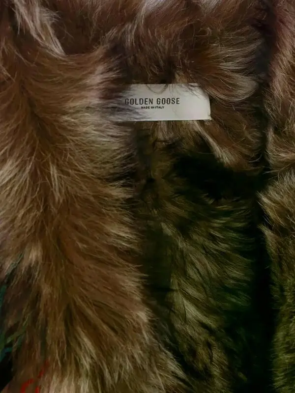 GOLDEN GOOSE Vest In Shearling And Suede With Multicolor Cactus Embroidery