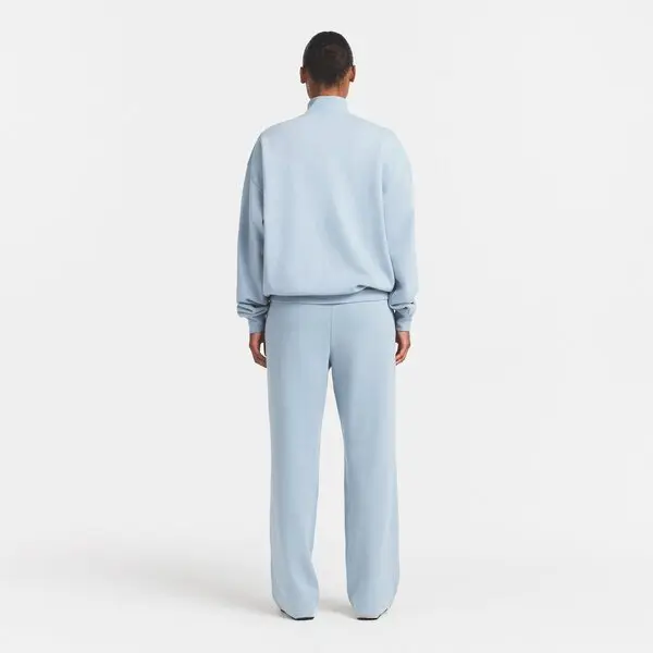 SKIMS Logo Mock Neck Quarter Zip | Blue | | Cotton Fleece