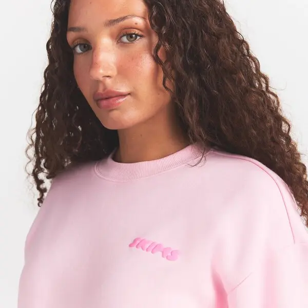 SKIMS Logo Crewneck | Pink | | Cotton Fleece
