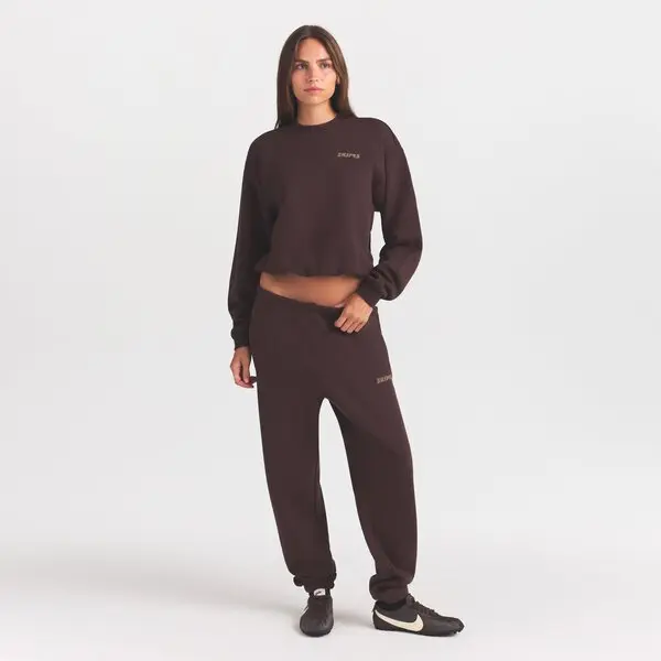 SKIMS Logo Crewneck | Deep Neutral | | Cotton Fleece