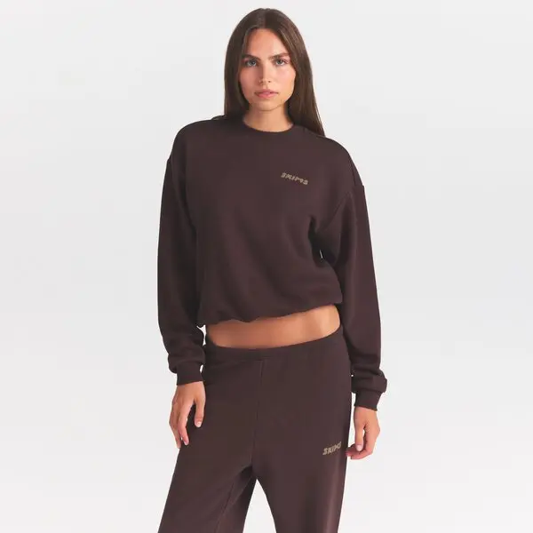 SKIMS Logo Crewneck | Deep Neutral | | Cotton Fleece