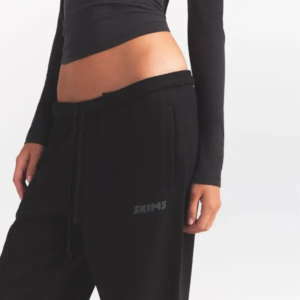 SKIMS Logo Jogger Pants | Black | | Cotton Fleece