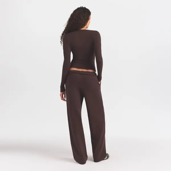 SKIMS Logo Straight Leg Pants | Deep Neutral | | Cotton Fleece