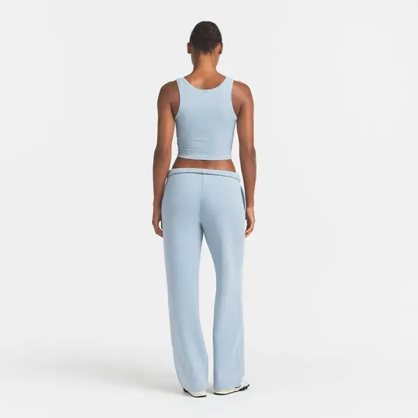 SKIMS Logo Straight Leg Pants | Blue | | Cotton Fleece