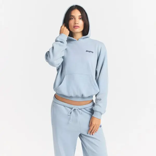 SKIMS Logo Hoodie | Blue | | Cotton Fleece