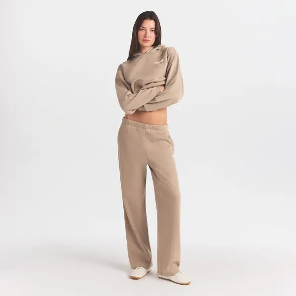 SKIMS Logo Straight Leg Pants | Medium Neutral | | Cotton Fleece