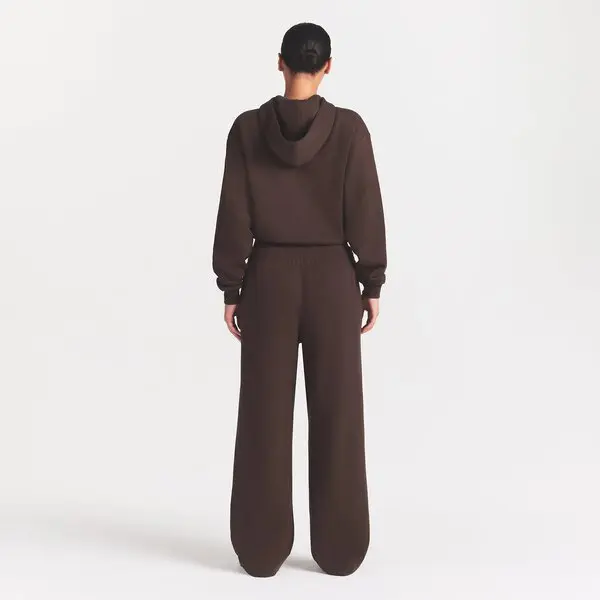 SKIMS Logo Double Waistband Pants | Deep Neutral | | Cotton Fleece