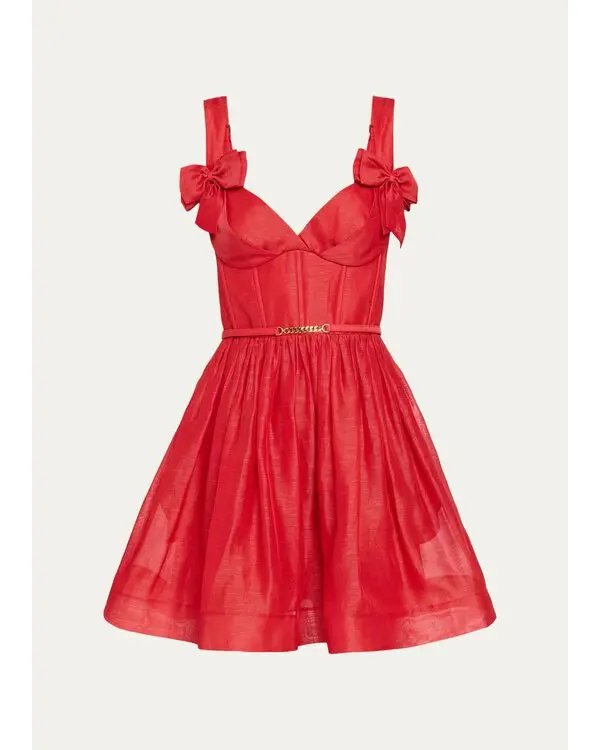 Zimmermann Clash Print Bow Mini Dress