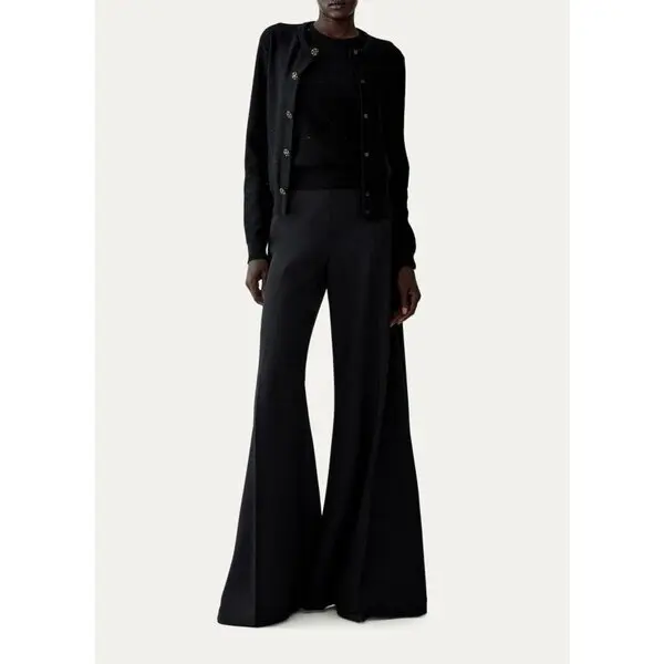 Carolina Herrera Embellished-buttons Paillette Wool Crewneck Cardigan