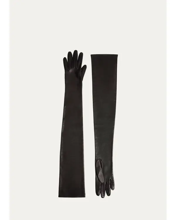 Khaite Remo Leather Extra Long Gloves - Black