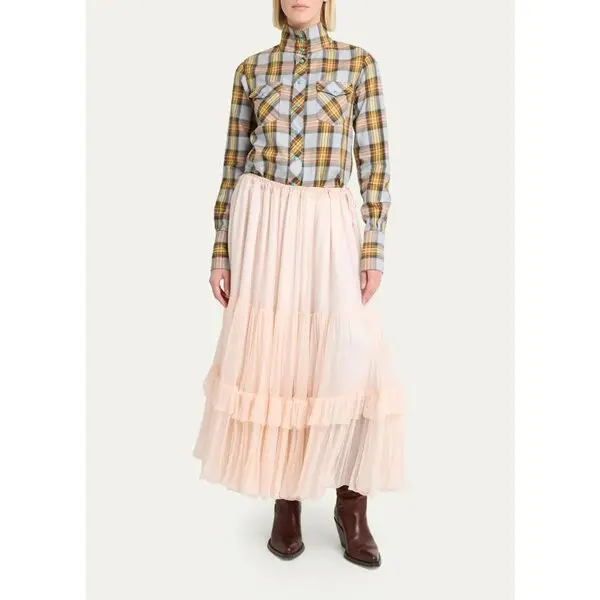 Chloé Checked Cotton-blend Shirt