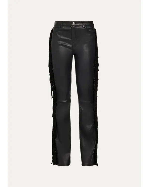 Sprwmn Micro Flare Suede Fringe Leather Pants