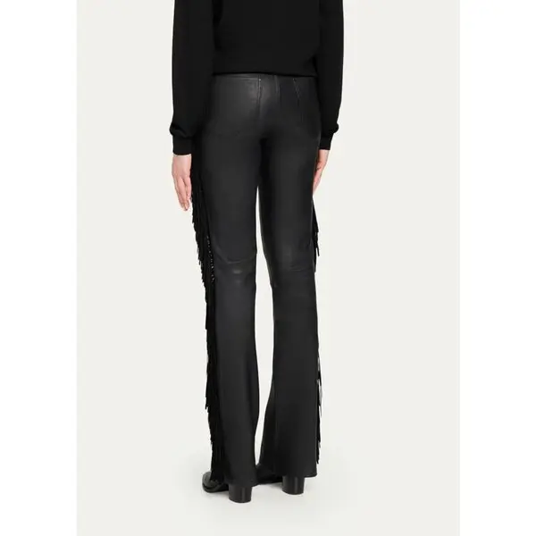 Sprwmn Micro Flare Suede Fringe Leather Pants
